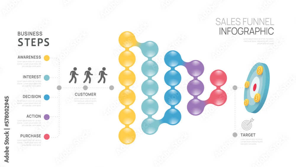 Infographic Sales funnel diagram template for business. Modern Timeline ...