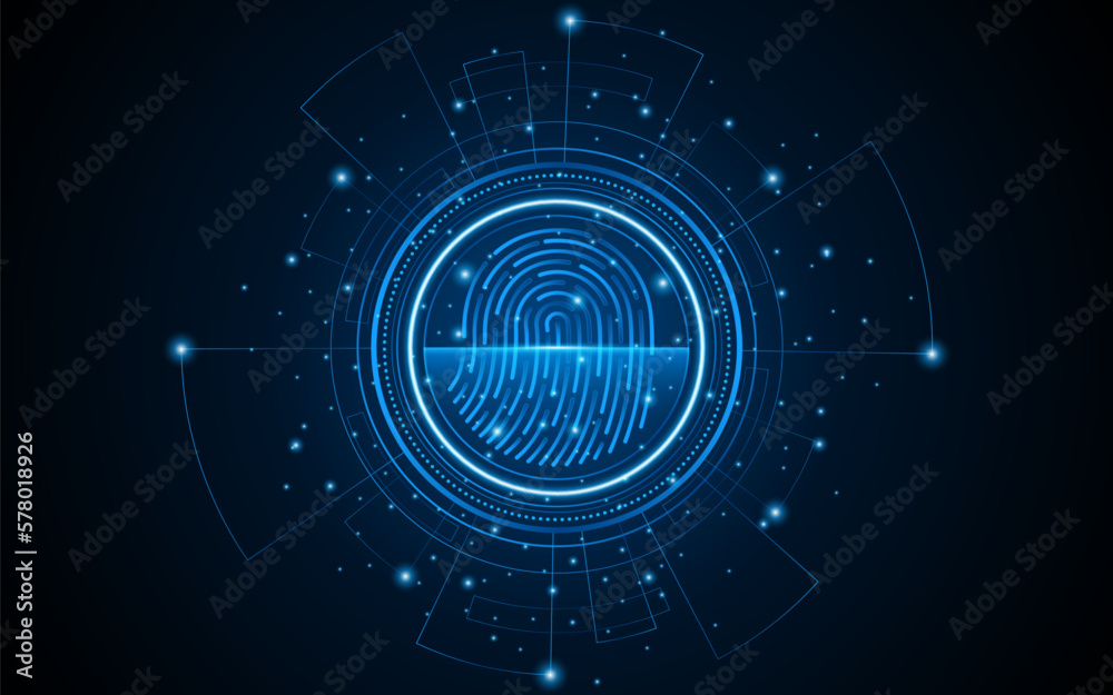 Abstract technology circuit board background. Fingerprint scanning ...