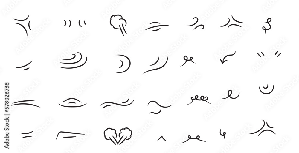 Vektor Vector set of hand-drawn cute cartoony expression sign doodle ...