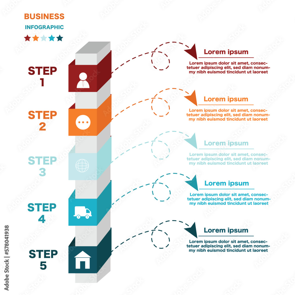 Business process graph, step to success diagram and chart illustration ...