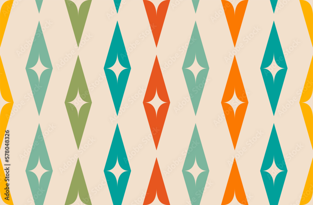 Mid-century modern atomic age background in teal and orange. Ideal for ...