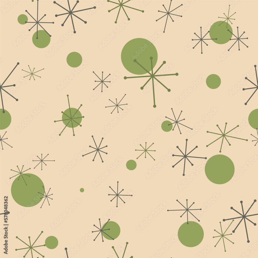 Seamless 50s Retro Pattern. Atomic Starbust Wallpaper. Mid Century ...