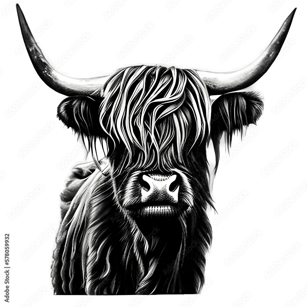 Highland Cow Digital Graphic Stock Illustration | Adobe Stock