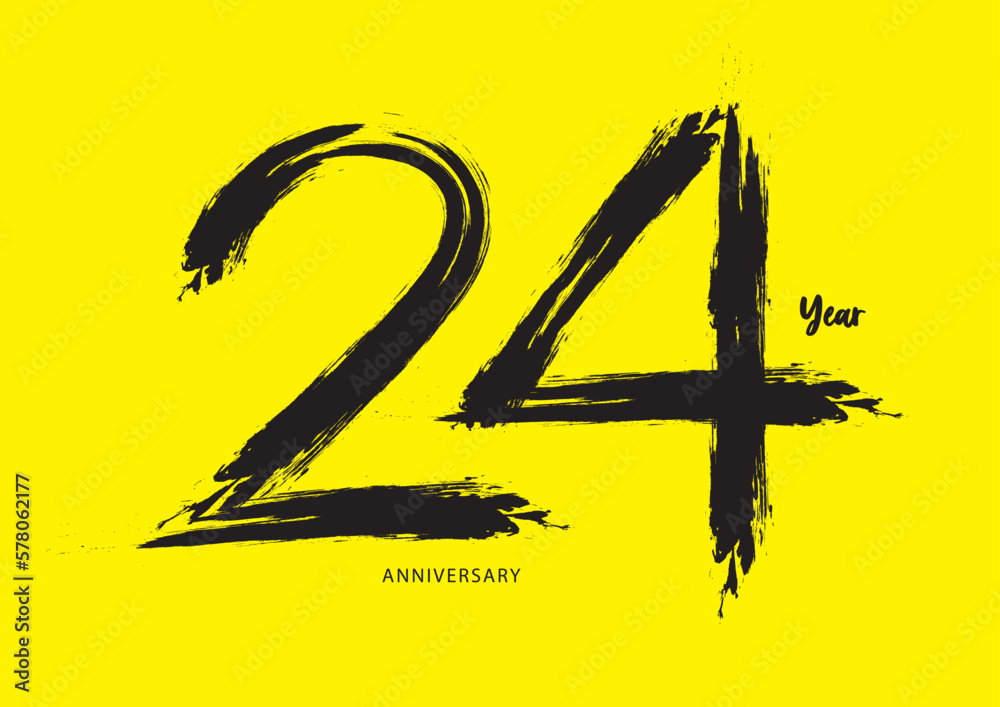 Vector de Stock 24 year anniversary celebration logotype on yellow ...