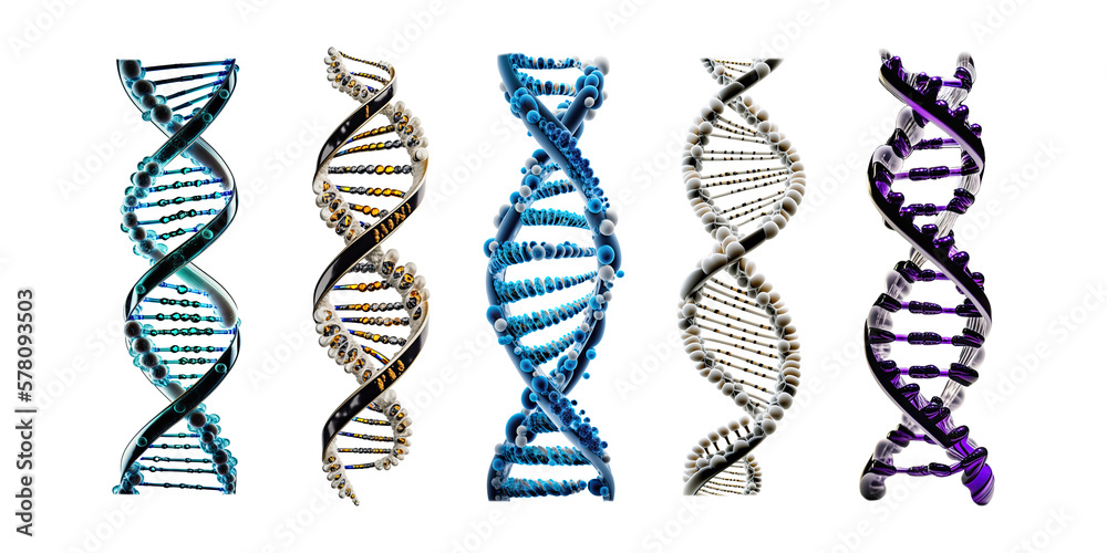Set of DNA genome structure isolated on white background - Generative ...