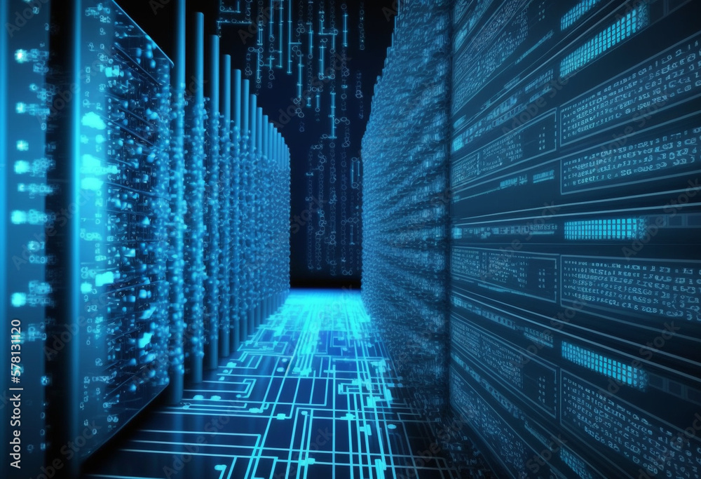 AI-Generated 3D Render of Digital Binary Code Matrix: Cybersecurity in ...