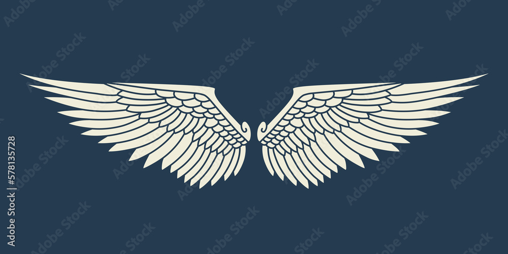 Vector white angel wings design Stock Vector | Adobe Stock