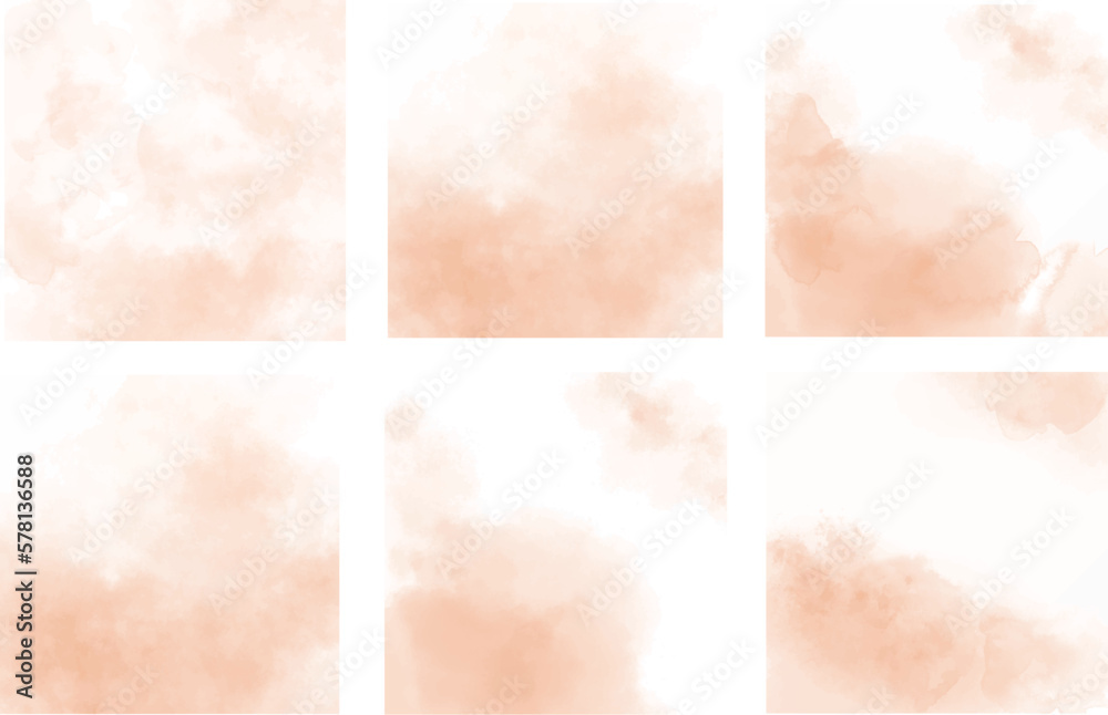 Peach watercolor backgrounds set. Different watercolor texture ...