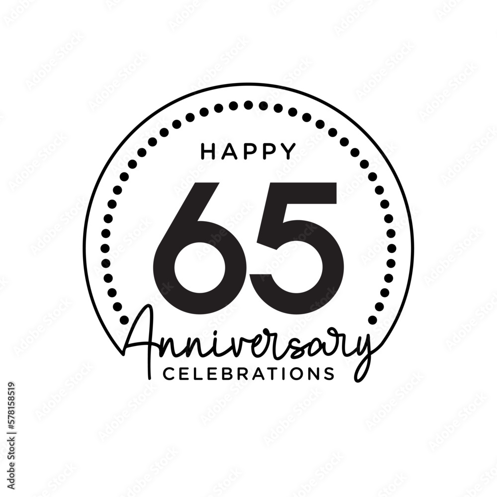 65 years anniversary. Anniversary template design concept, monochrome ...