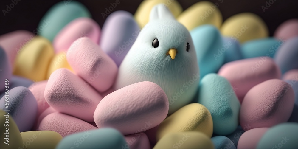 Ultra Realistic 3D Easter Chick surrounded by candies pastel colors AI ...