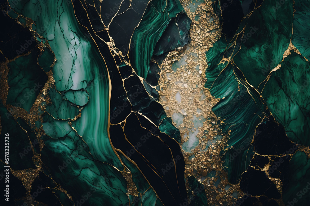 Emerald green and gold marble background. Invitation, card backdrop ...