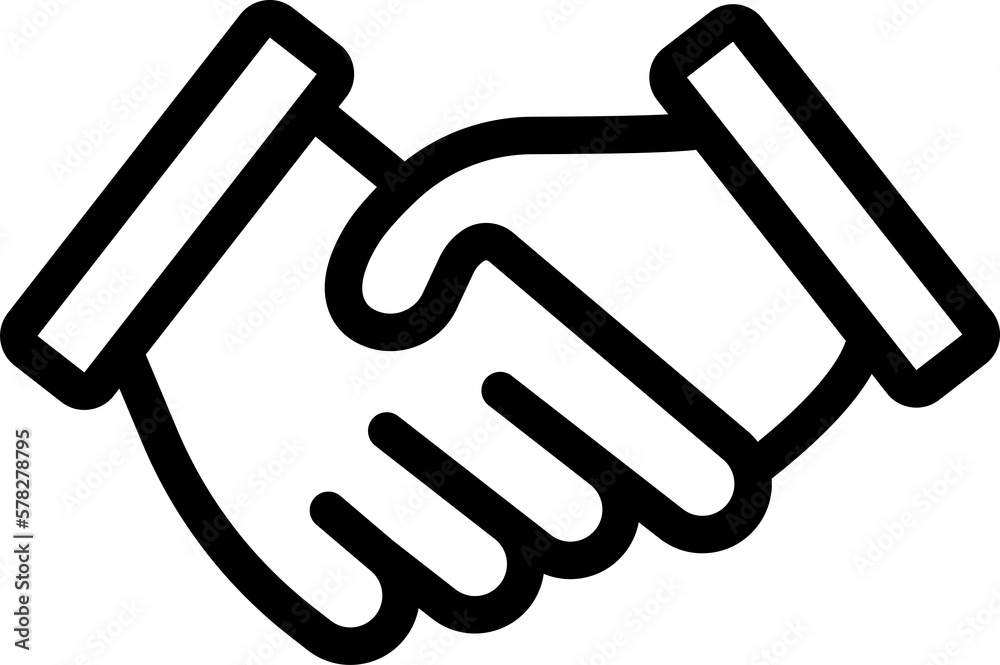 Handshake in line. Friendship symbol in png. Handshake in outline ...