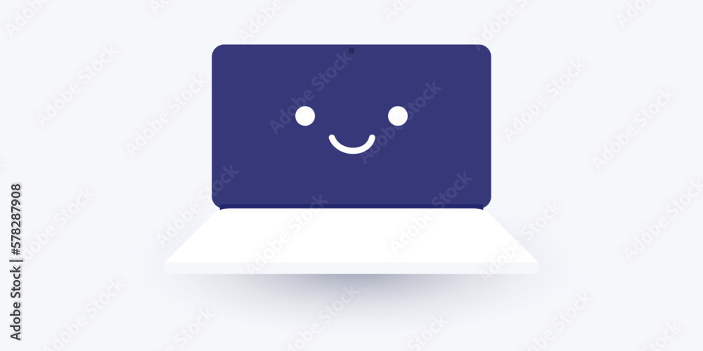 Vector de Stock Funny, Smiling Face on a Computer Screen - Icon ...