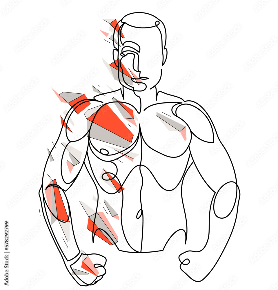 Athletic man torso vector linear polygonal illustration, male beauty ...