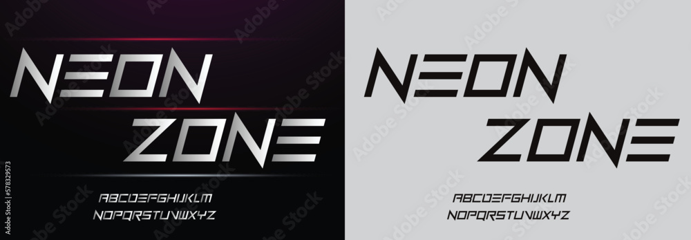 Neon Zone, Modern Sport Fonts. Typeface Tech style fonts for technology ...