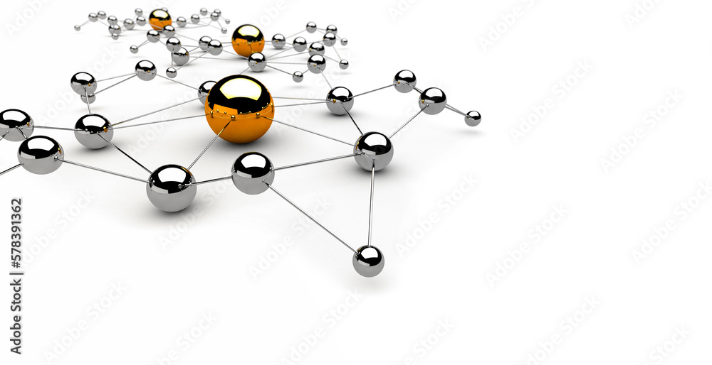 Silver and gold balls on a white background. The dominant position of ...