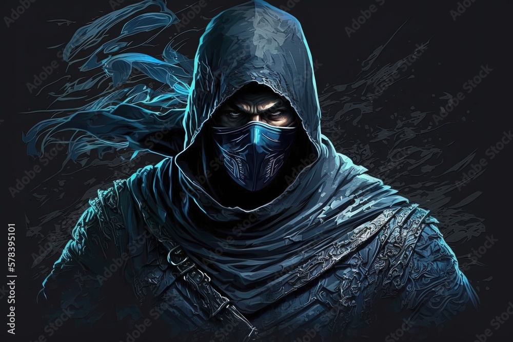 Dark ninja illustration, manga and anime style. Generative AI Stock ...