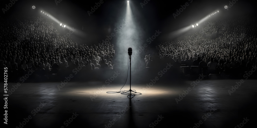 Microphone for singer music background with spot lighting. Concept ...