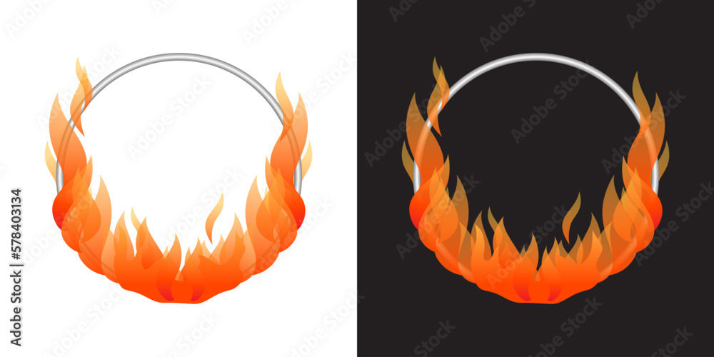 A burning hoop, a bright transparent fire. Isolated vector illustration ...