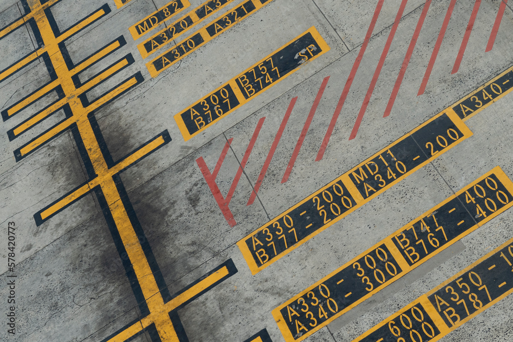 Cape Town, South Africa. 2023. Airport hatching lines with aircraft ...