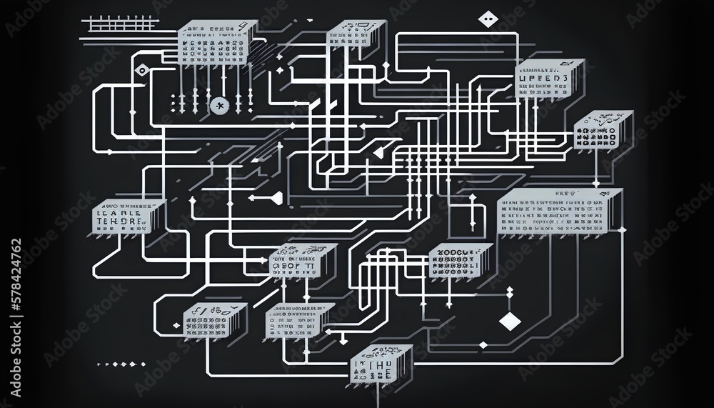 Stock-Illustration „Algorithms concept illustration. A complex flowchart of interconnected boxes ...