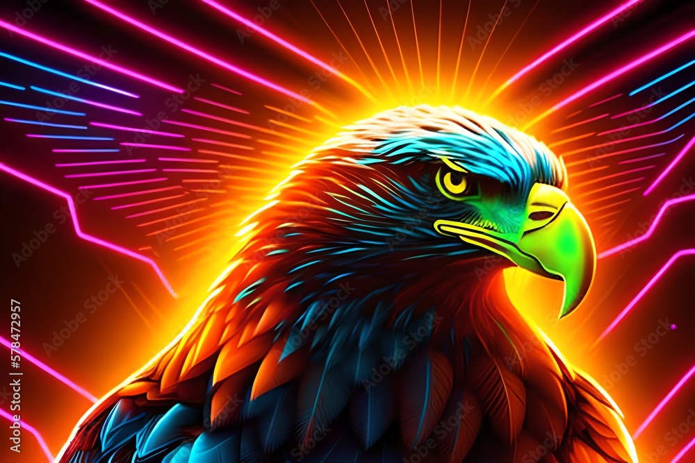 Abstract Neon Light Eagle, Artwork Design, Digital Art, Wallpaper ...