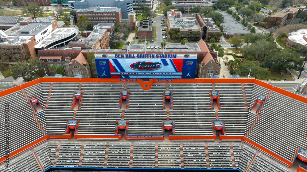Aerial view of Ben Hill Griffin Stadium, popularly known as "The Swamp ...
