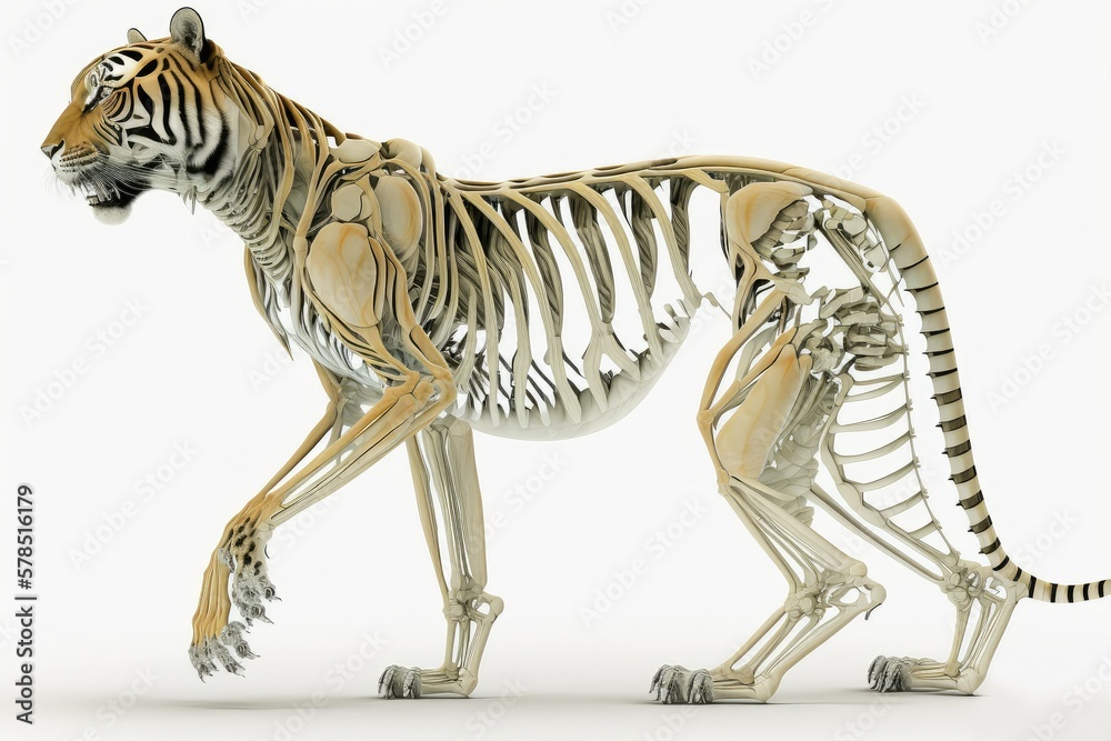 Tiger skeleton isolated on white background Stock Illustration | Adobe ...