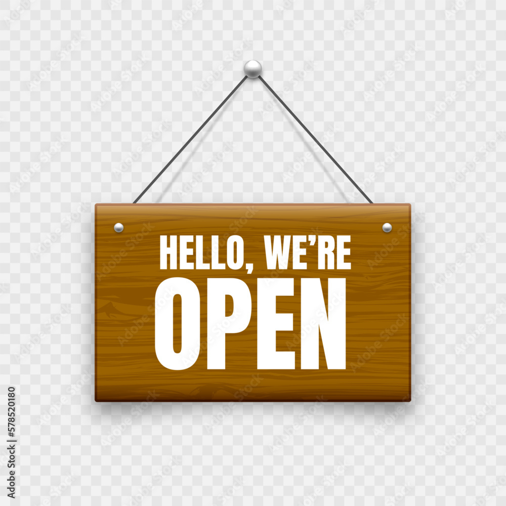 Wooden open hanging signboard. Vintage made of wood door sign for cafe ...