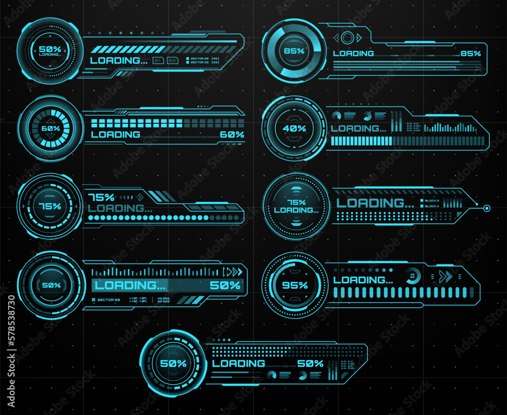 Стоковое векторное изображение «HUD futuristic loading bars, Sci Fi ...