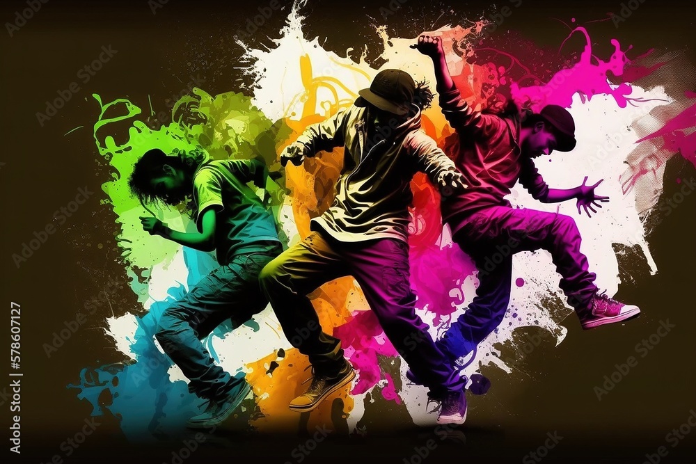 colorful art of crazy hip hop dance 8k background Stock Illustration | Adobe Stock