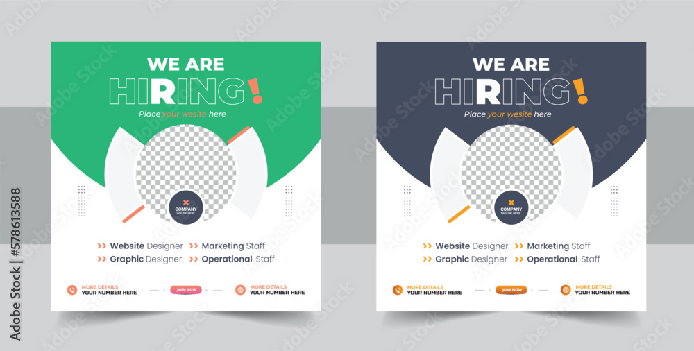 We are hiring job position square banner or social media post, Vacancy ...
