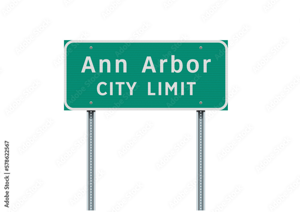 Vector illustration of the Ann Arbor (Michigan) City Limit green road ...