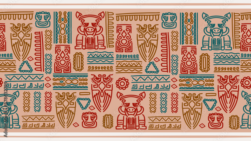 African pattern culture drawing. Hand drawn doodle vector, illustration ...