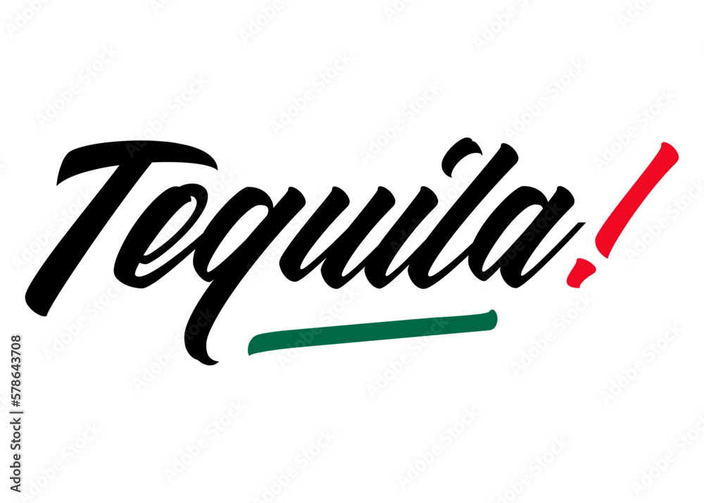 Bebida alcohólica tradicional mexicana. Letras palabra tequila en texto ...