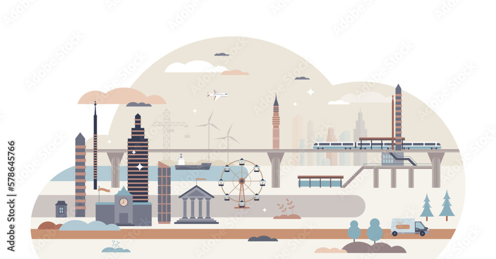 Infrastructure as city transport and facilities network tiny person ...