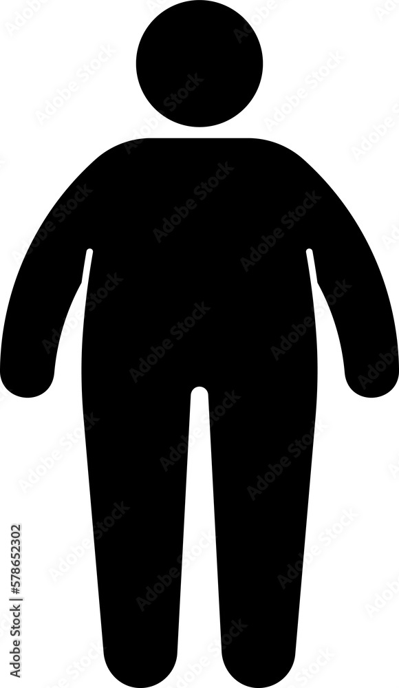 Overweight stick figure posture black pictogram icon. Black and white ...