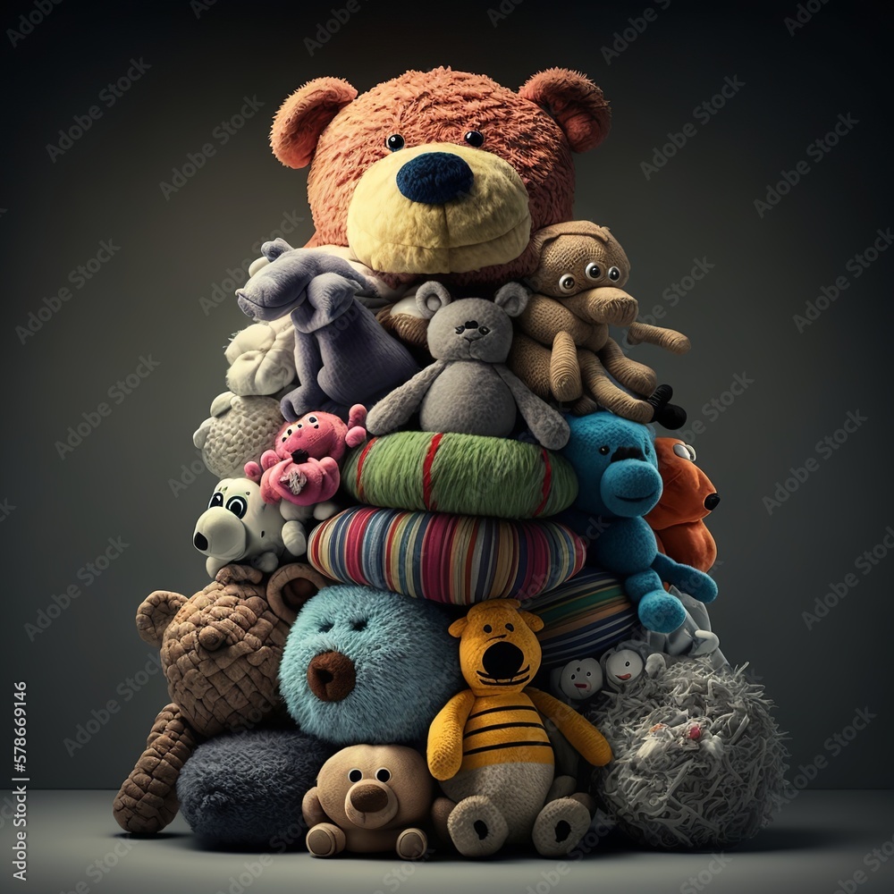 toys, stuffed animals, stack, abundance plush fluffy cute toy child ...