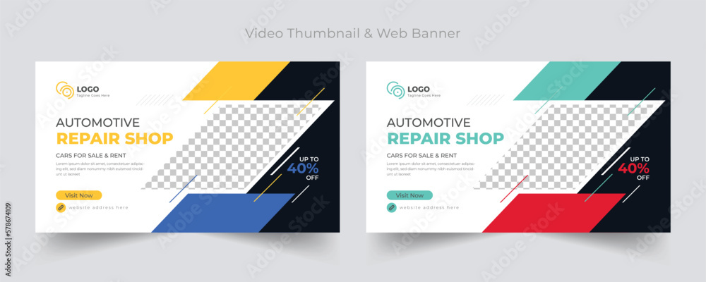 Automotive youtube thumbnail, social media and web banner template ...