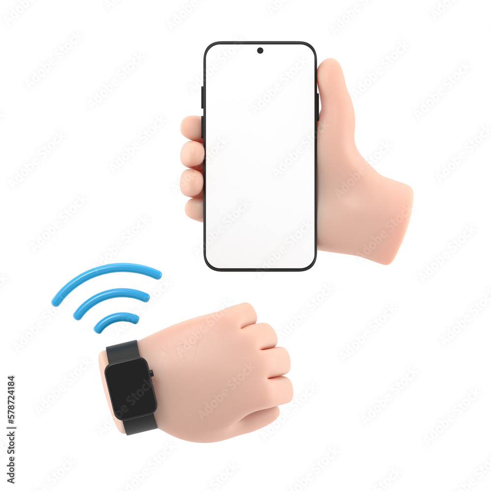 Transparent Backgrounds Mock-up.3d icon nfc smart watch connected to ...