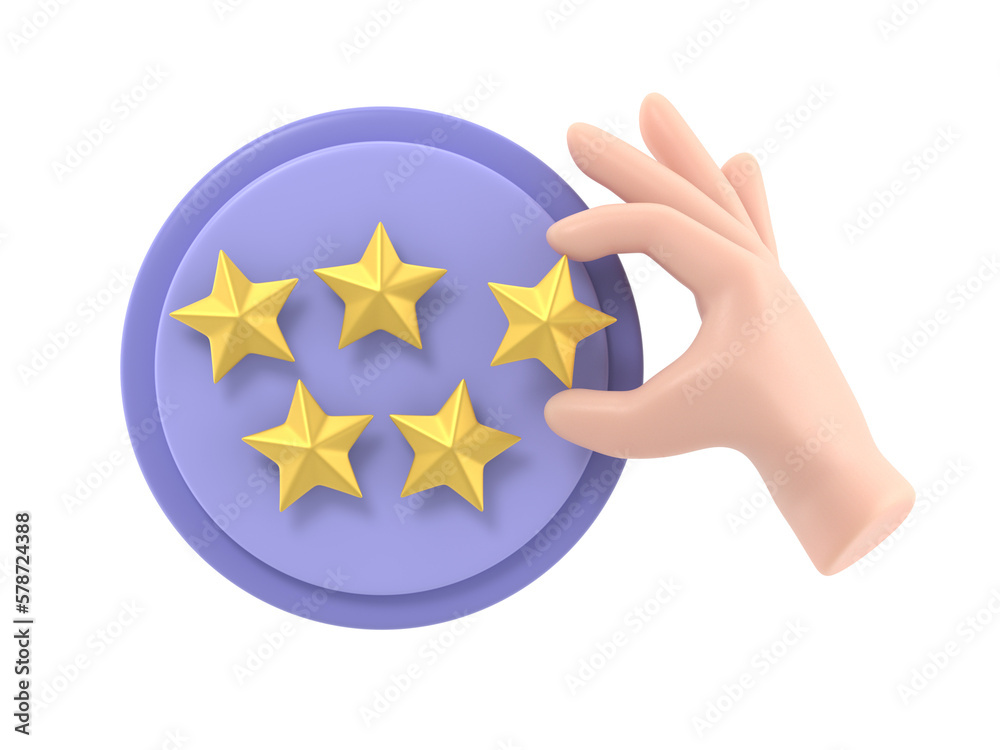 Transparent Backgrounds Mock-up.3d five golden star review badge. gold ...
