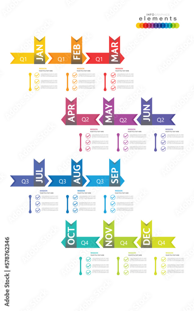 Vector de Stock infographic Project timeline graph for 12 months modern ...
