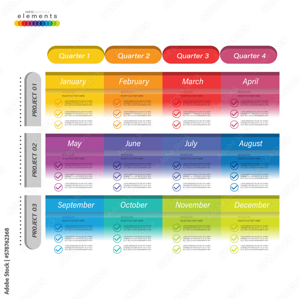 infographic Project timeline graph for 12 months modern diagram ...