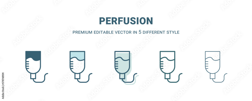 perfusion icon in 5 different style. Outline, filled, two color, thin ...