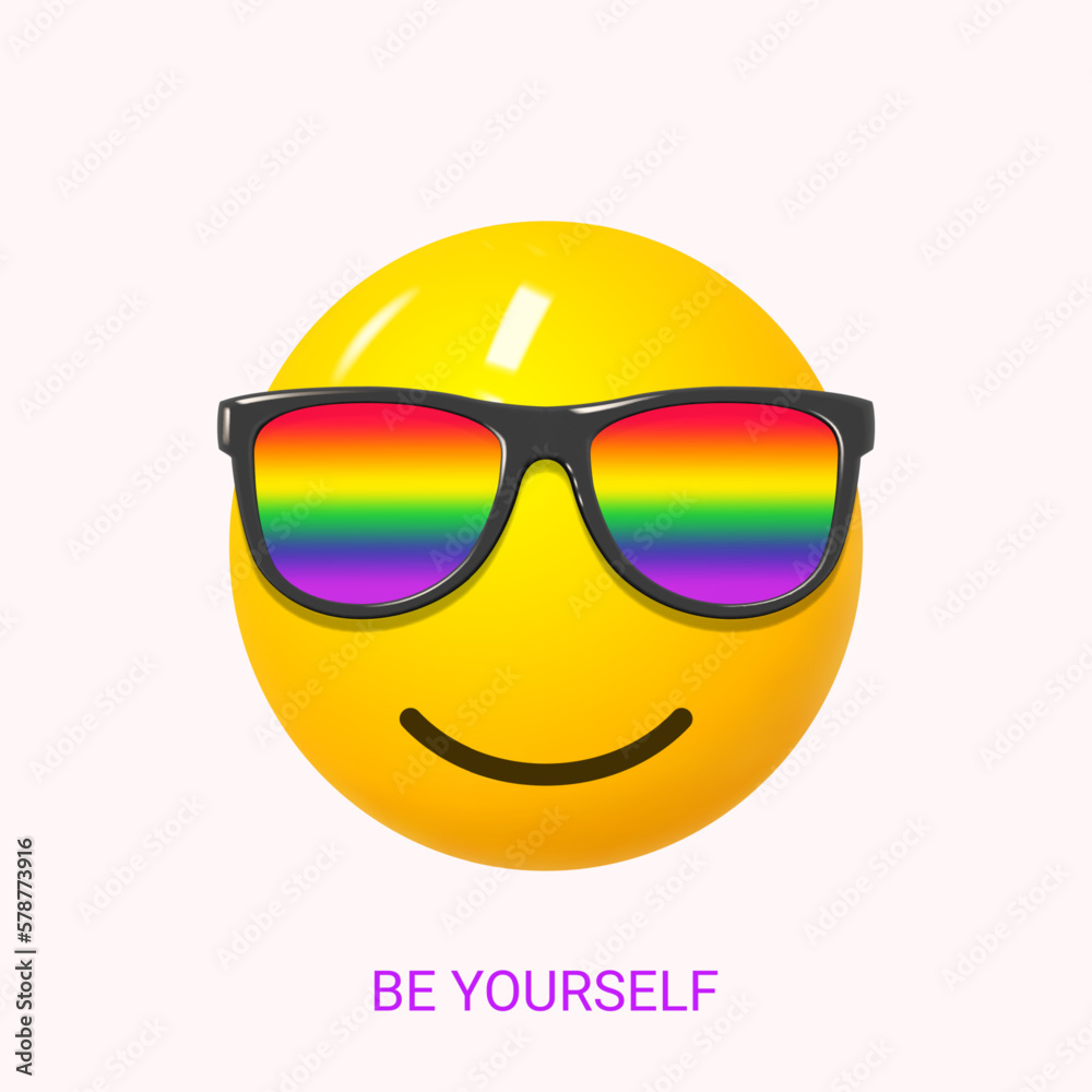 Pride Month greeting card. Banner for Pride Month with 3d funny smile ...