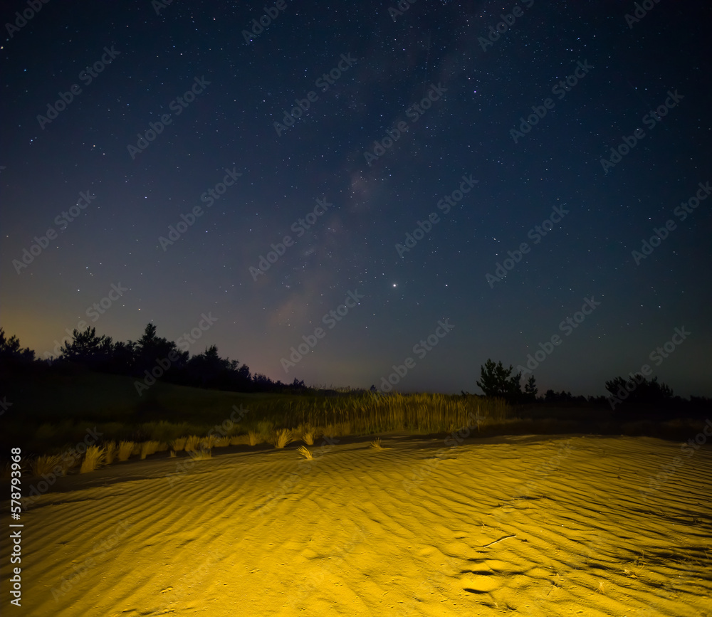 Foto sandy desert under a starry sky with milky way, night outdoor ...