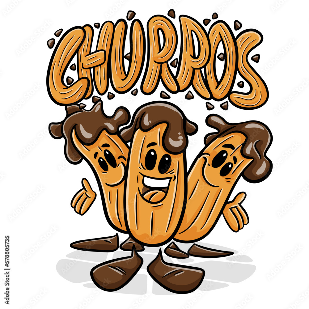 Churros. Funnny cartoon character. Vector isolated background Stock ...
