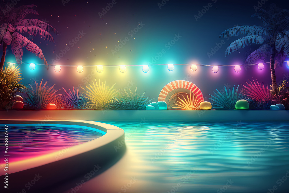 summer pool party background. Illustration AI Generative Stock ...