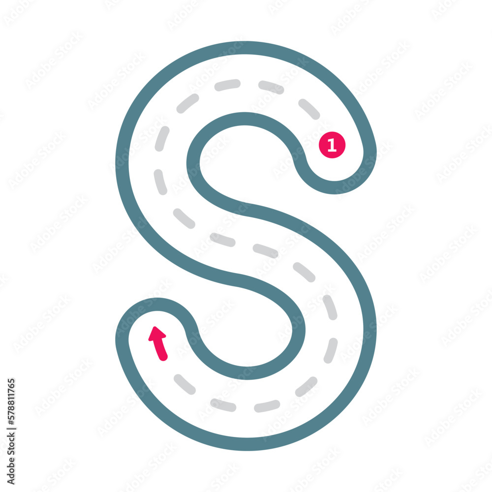Stock-Vektorgrafik „Tracing alphabet letter S uppercase prewriting ... Stock-Vektorgrafik „Tracing alphabet letter S uppercase prewriting ...