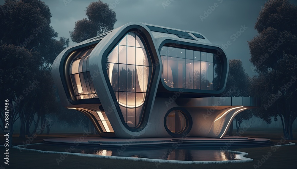 Neo-futuristic house with volumetric lightings and unreal engine from ...